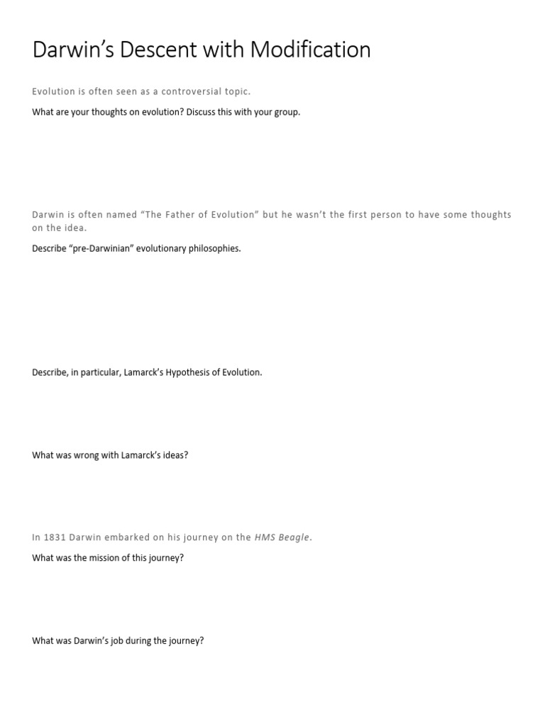 Darwin's Descent With Modification | PDF