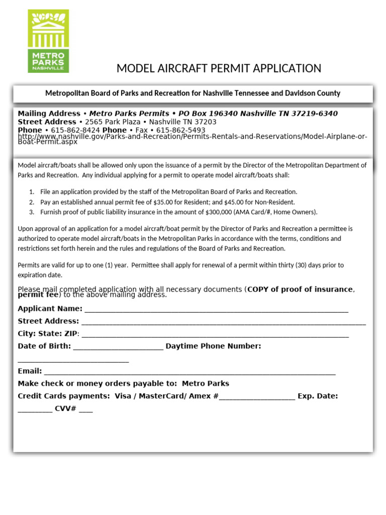 Model Aircraft Permit Application | PDF | Technology & Engineering