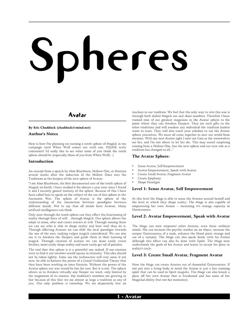 Mage - Spheres | PDF