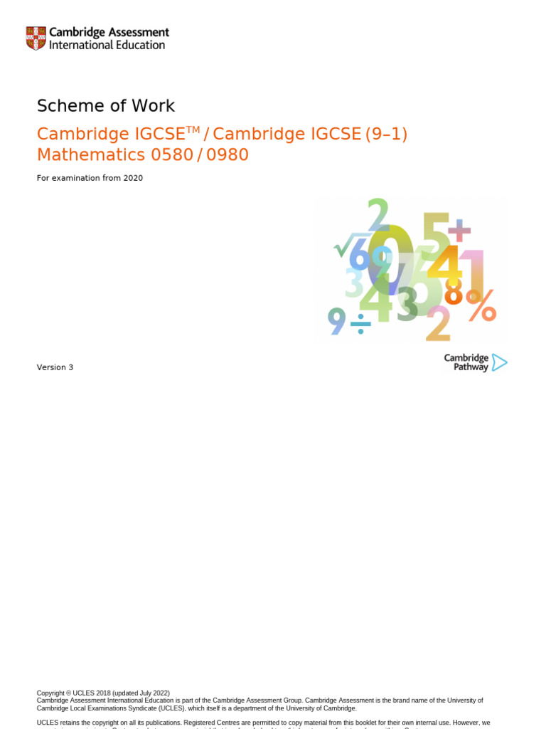 0980 Scheme of Work (For Examination From 2020) | PDF | Numbers ...