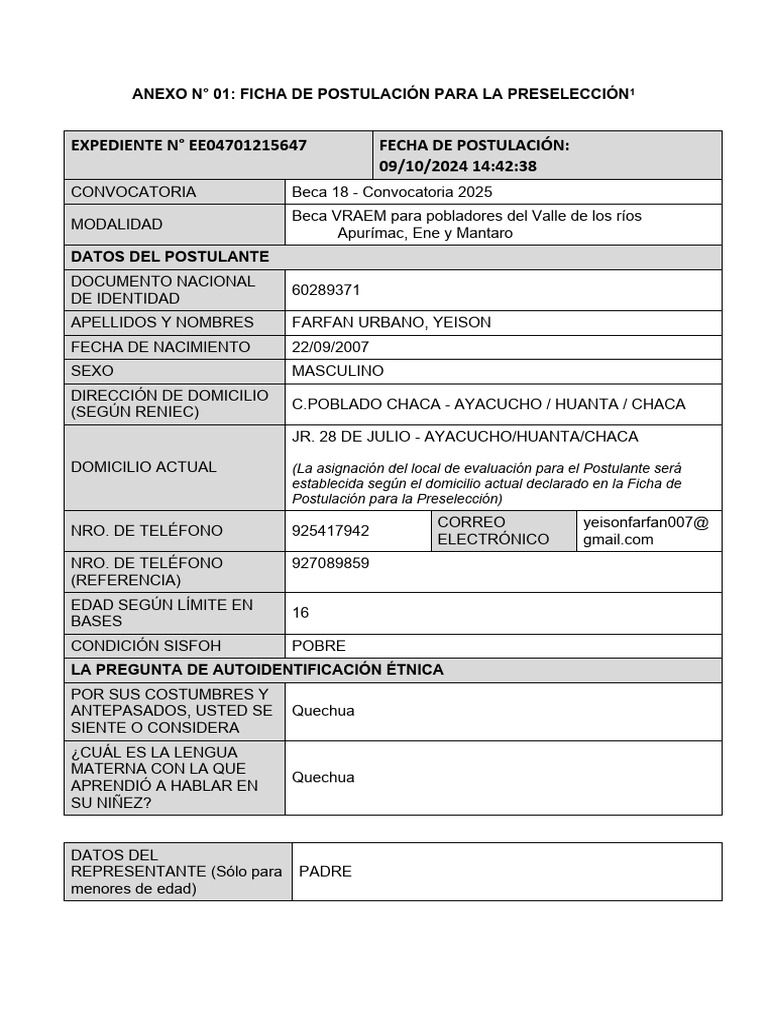 Constancia de Incripción Yeison | PDF