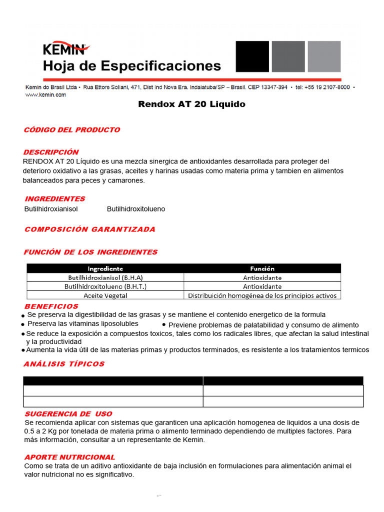 FT Rendox at 20 | PDF | Alimentos | Antioxidante
