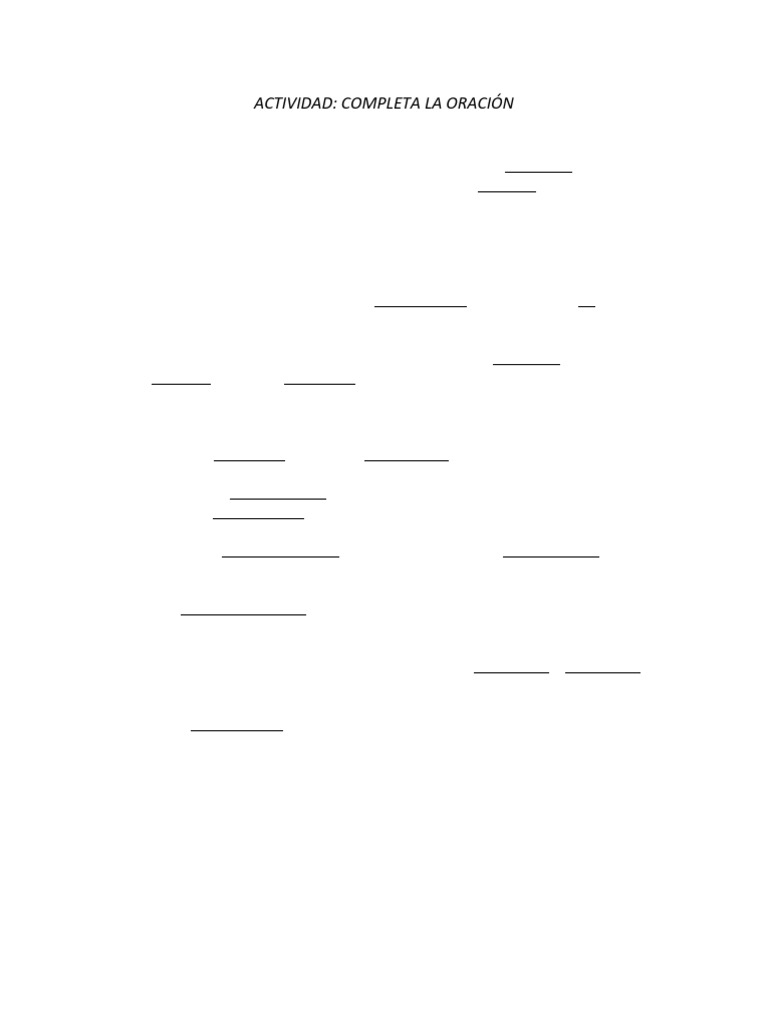 ACTIVIDAD - Completa La Oración | PDF