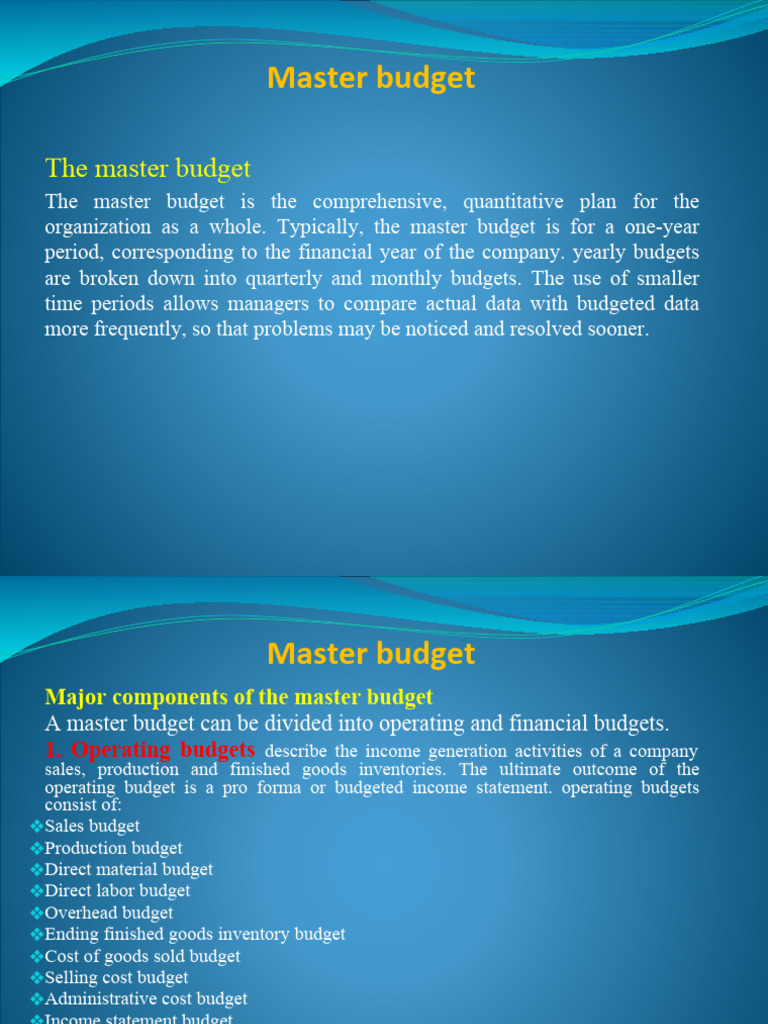 Chapter Five Master Budget | PDF | Cost Of Goods Sold | Income Statement