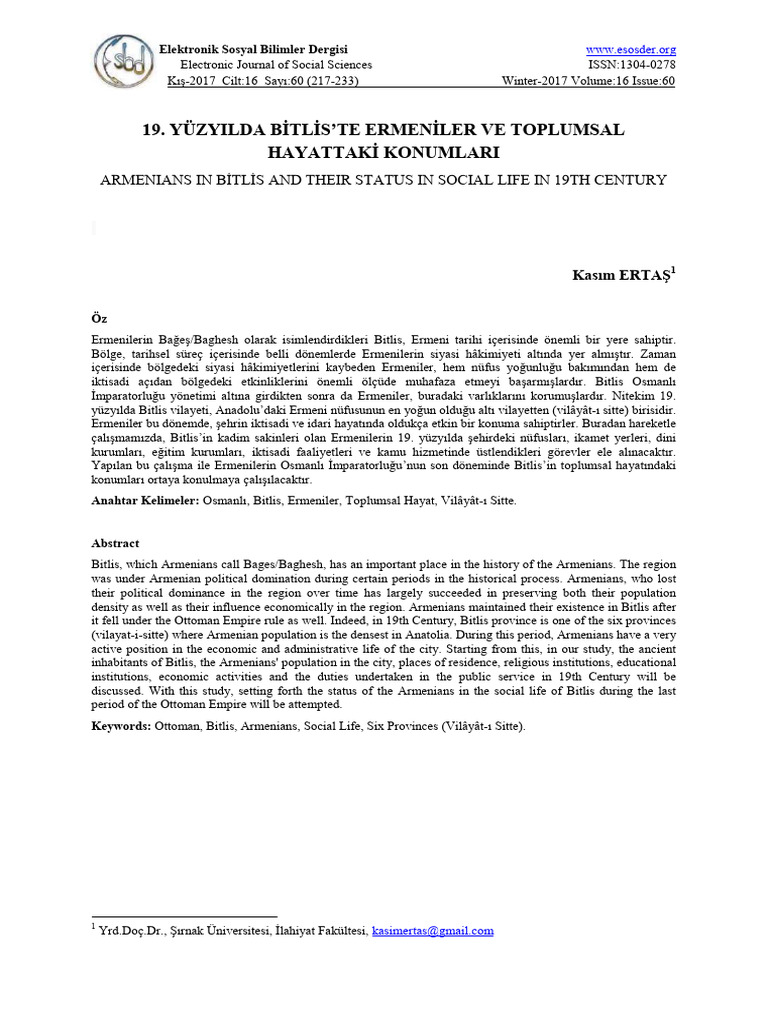 Bitlis Ermenileri Ve Toplum | PDF