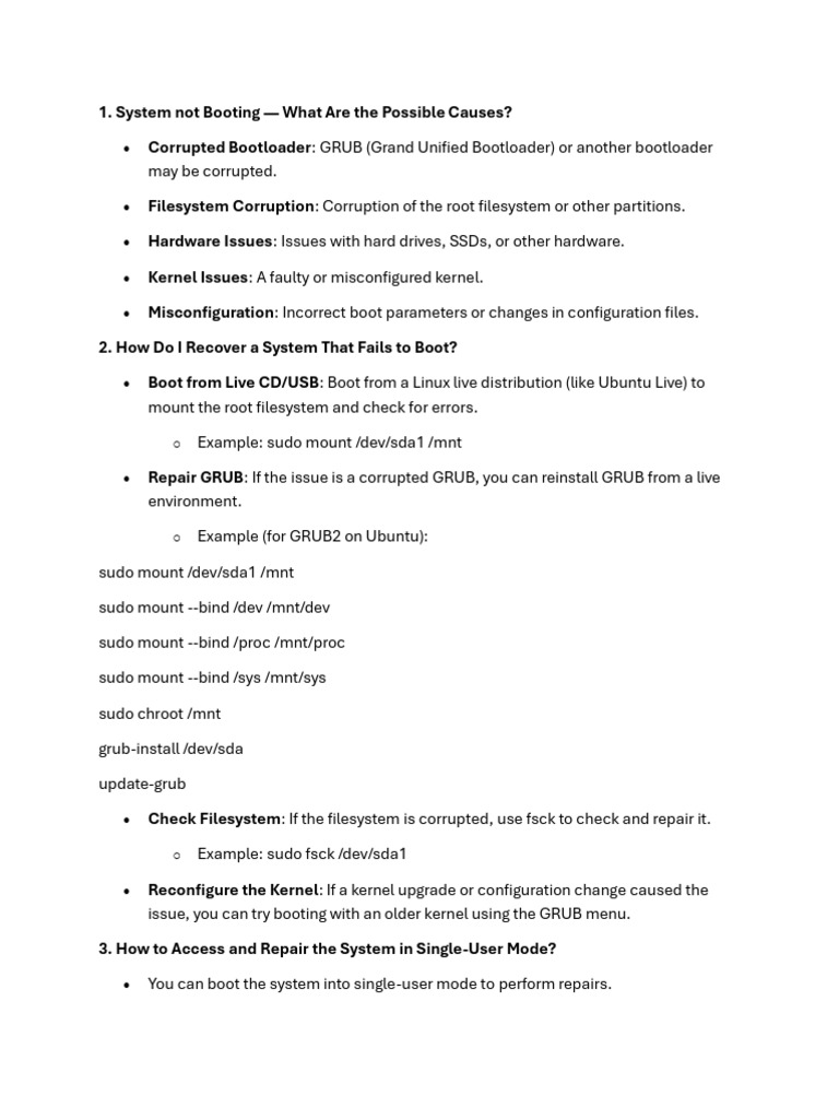Linux Troubleshooting Part 1 1731956657 | PDF | File System | Booting