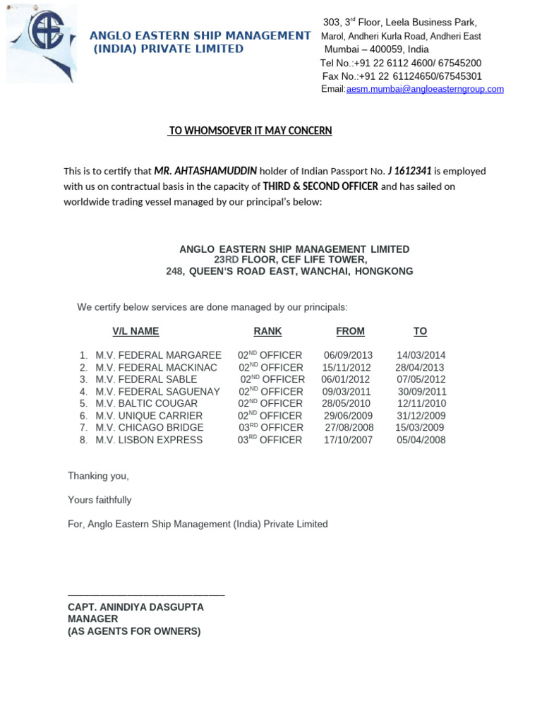 Company Letter All Ship | PDF