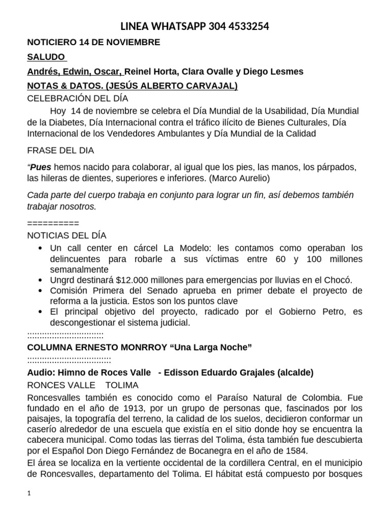 Noticias 14 de Noviembre 2024 | PDF