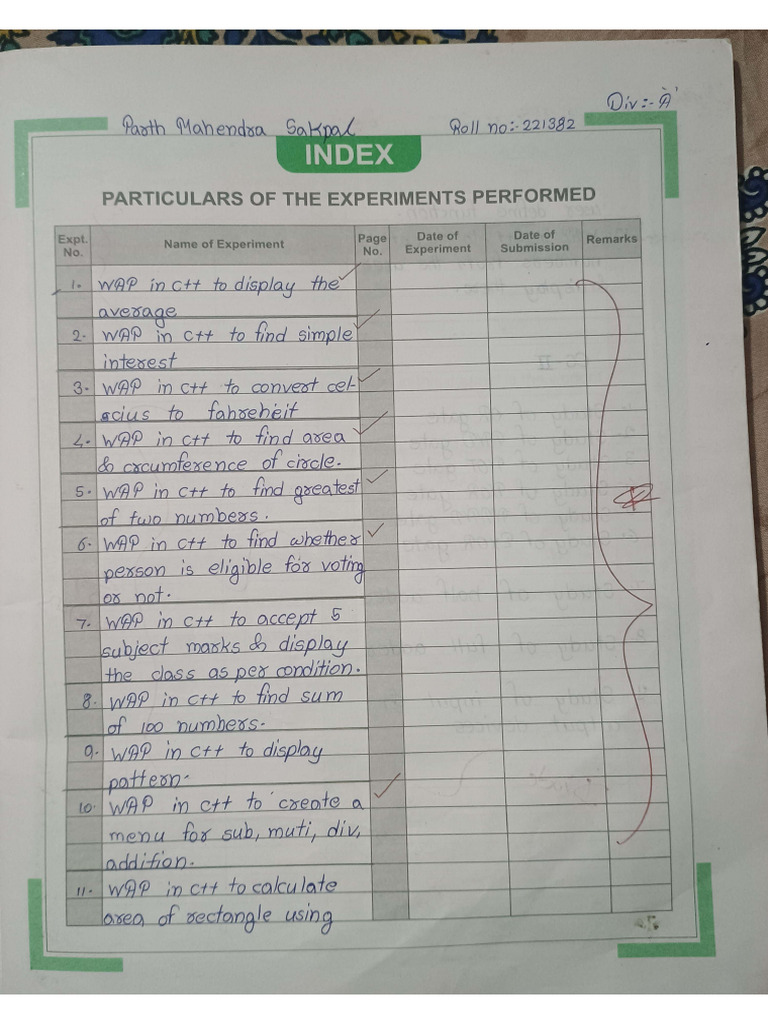 CS-1 Practical Book | PDF