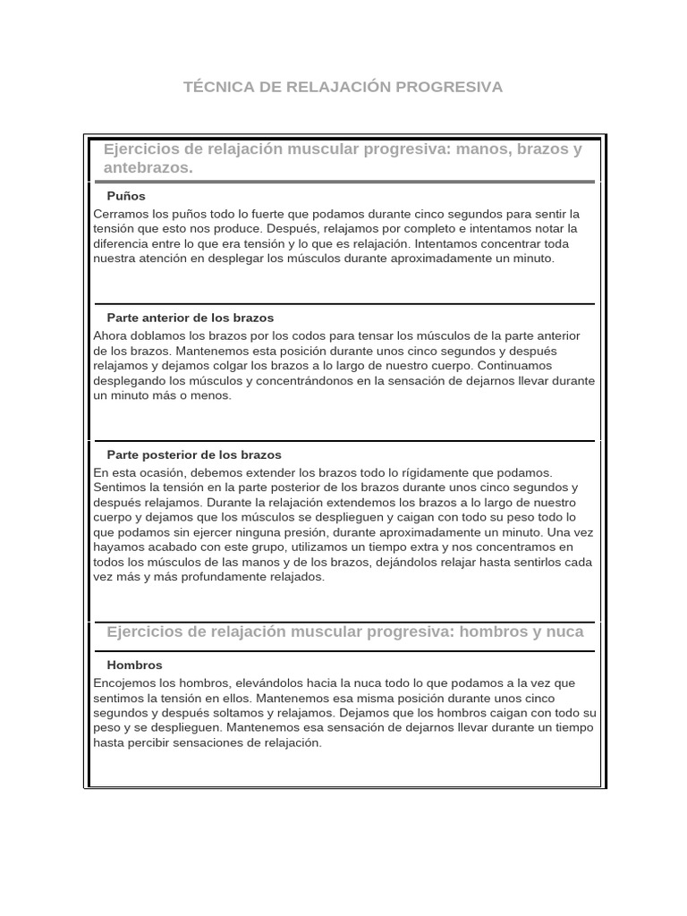 Técnica de Relajación Progresiva | PDF | Respiración