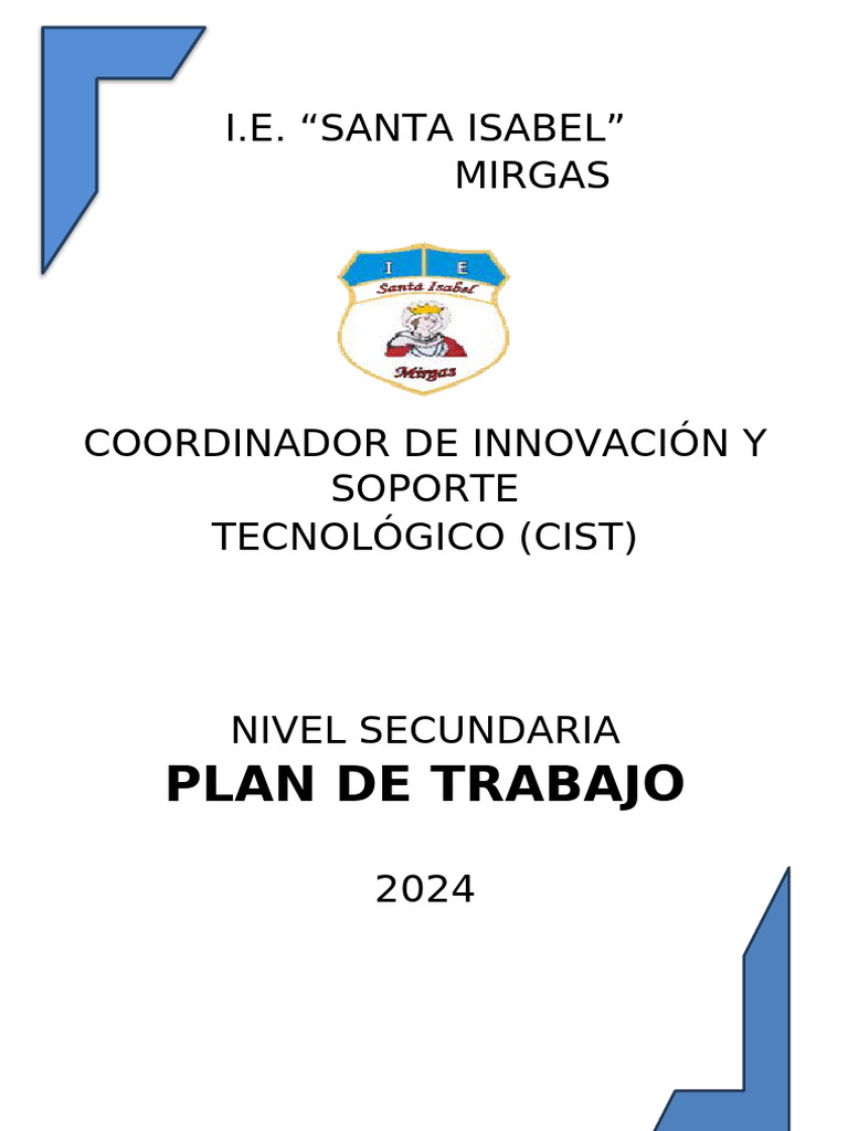Plan de Trabajo CIST 2024 - I.E. Santa Isabel | PDF | Enseñando ...