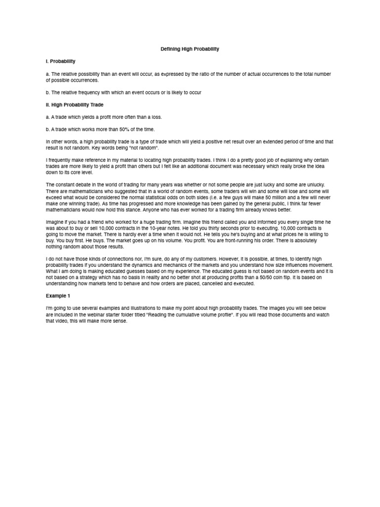 Understanding High Probability Trades | PDF | Market (Economics) | Risk