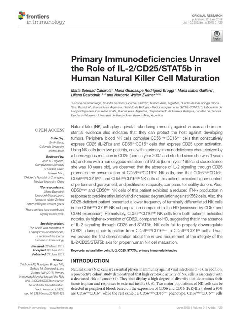 NK Cells AND CD25-Frontiers 2018 | PDF | Natural Killer Cell ...
