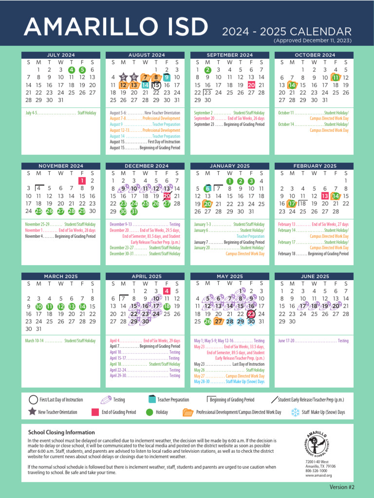 Aisd School Calendar 2024 25 v2 | PDF