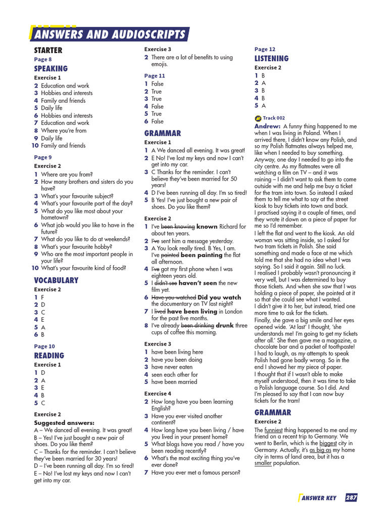 Answers and Audioscripts Guide | PDF | Verb | Dieting