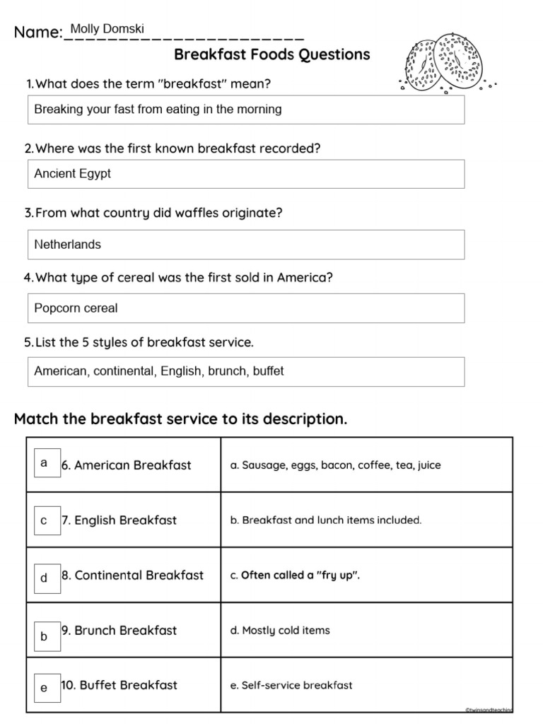 Breakfast Questions | PDF