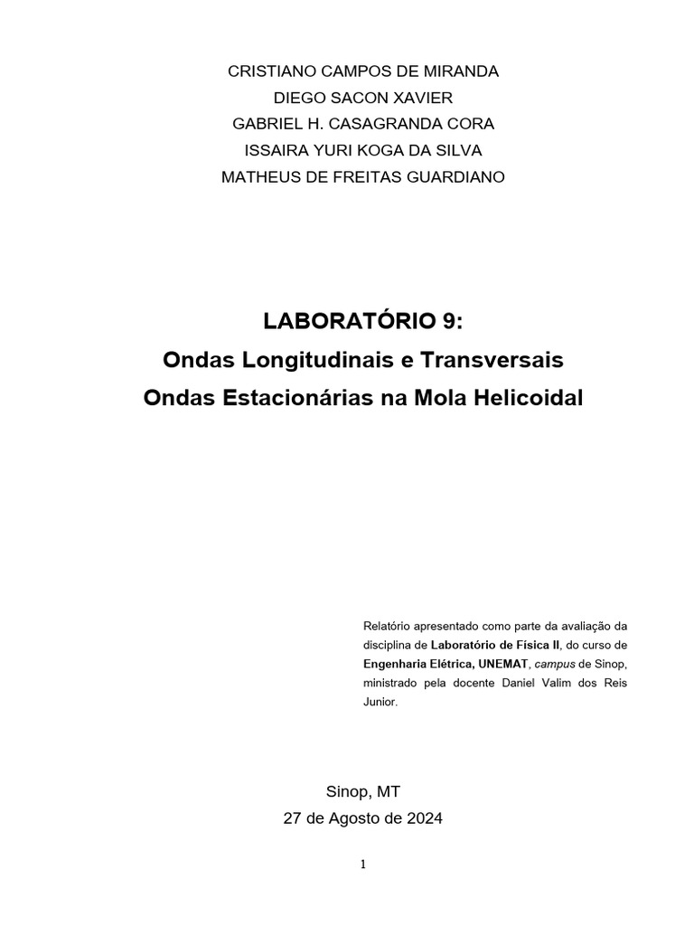 Ondas Longitudinais e Transversais em Mola | PDF | Ondas | Movimento ...