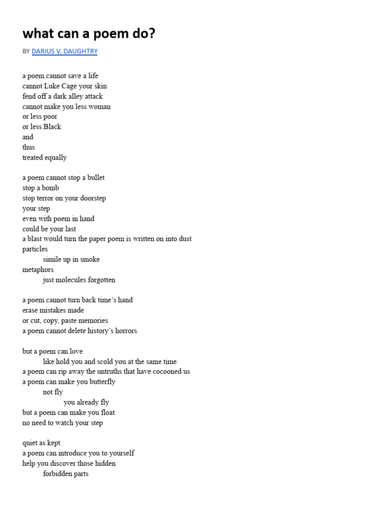 What Can A Poem Do? - Poem | PDF