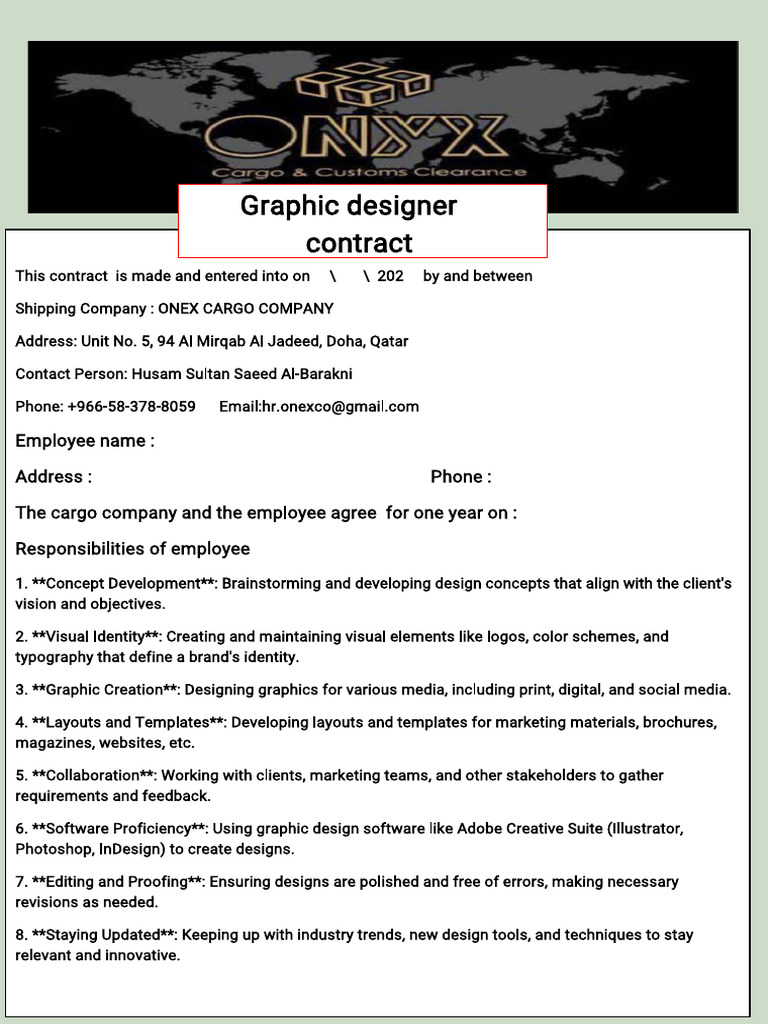 Graphic Designer Contract | PDF | Graphic Design | Employment
