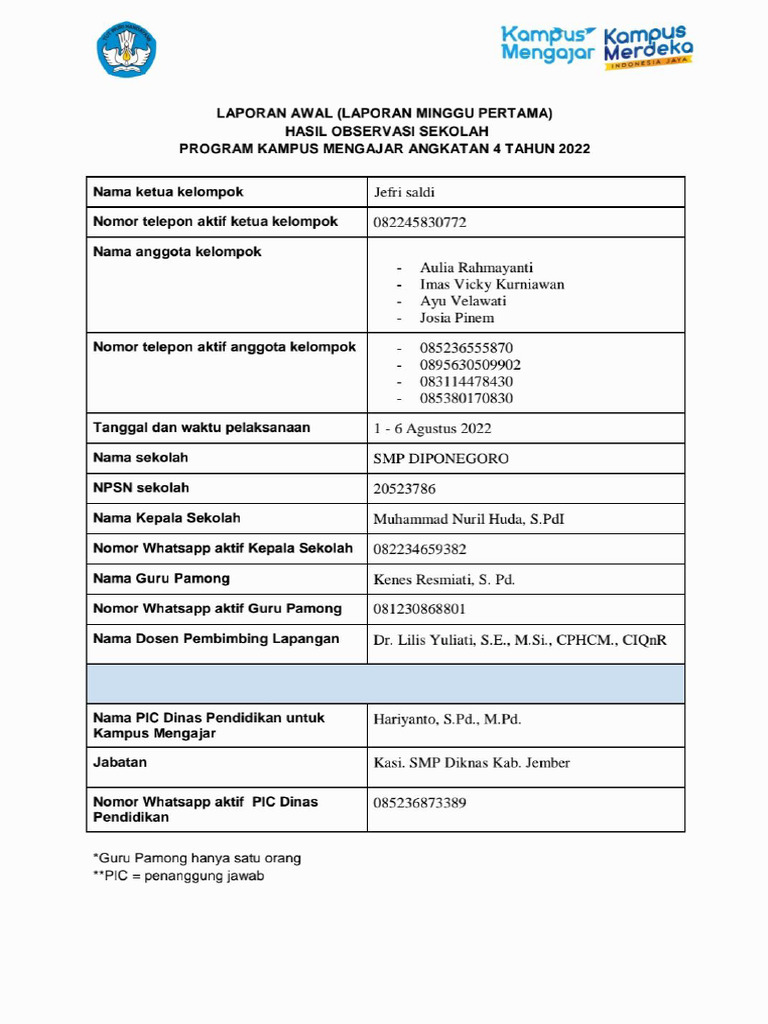Laporan Akhir Kampus Mengajar Josia Pinem | PDF