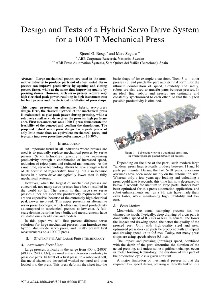 Design and Tests of A Hybrid Servo Drive System For A 1000 T Mechanical ...