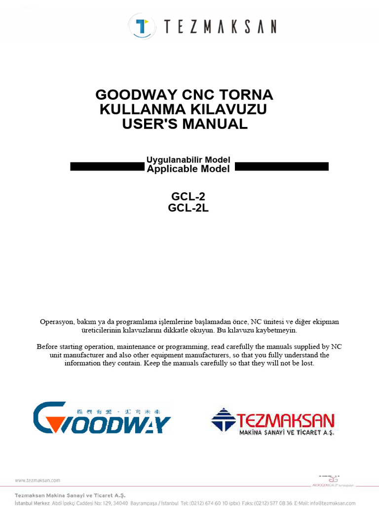 Goodway GCL 2l Kullanma Kilavuzu Dokuman | PDF