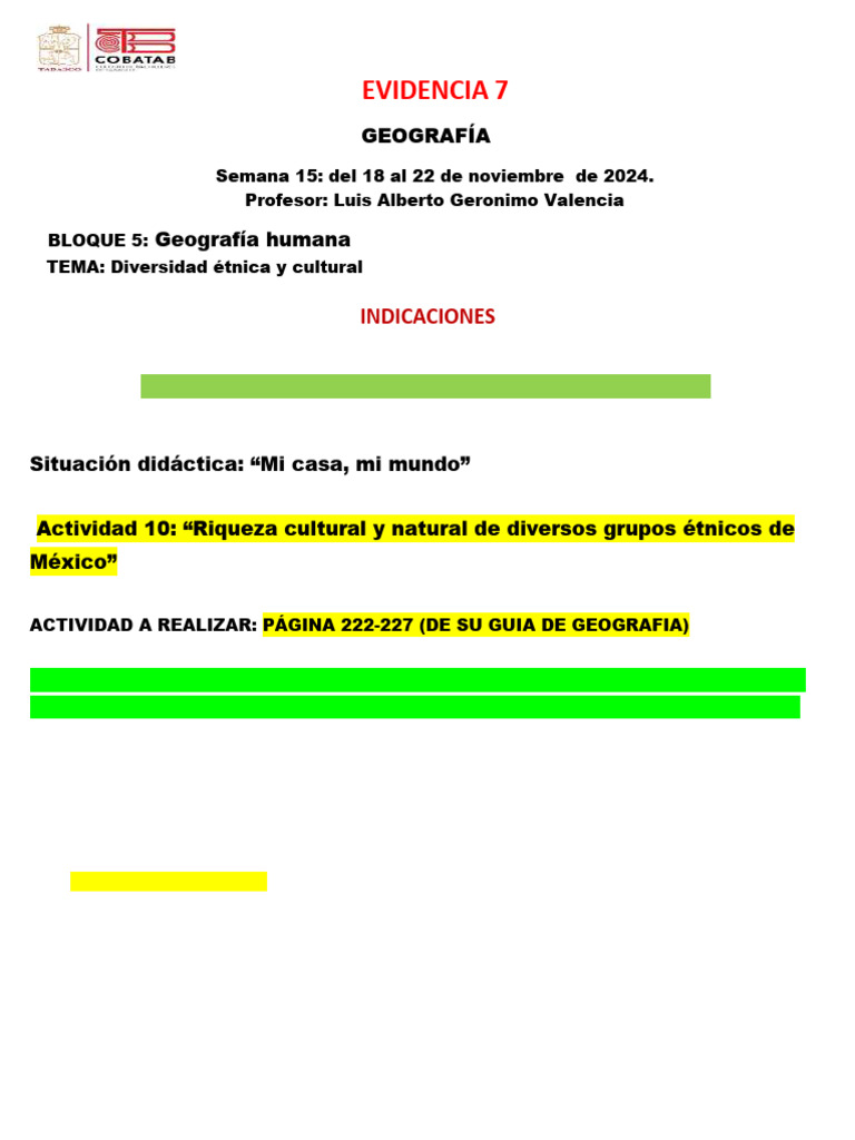 Evidencia 7 Geografía 2024B | PDF | Ciencias sociales