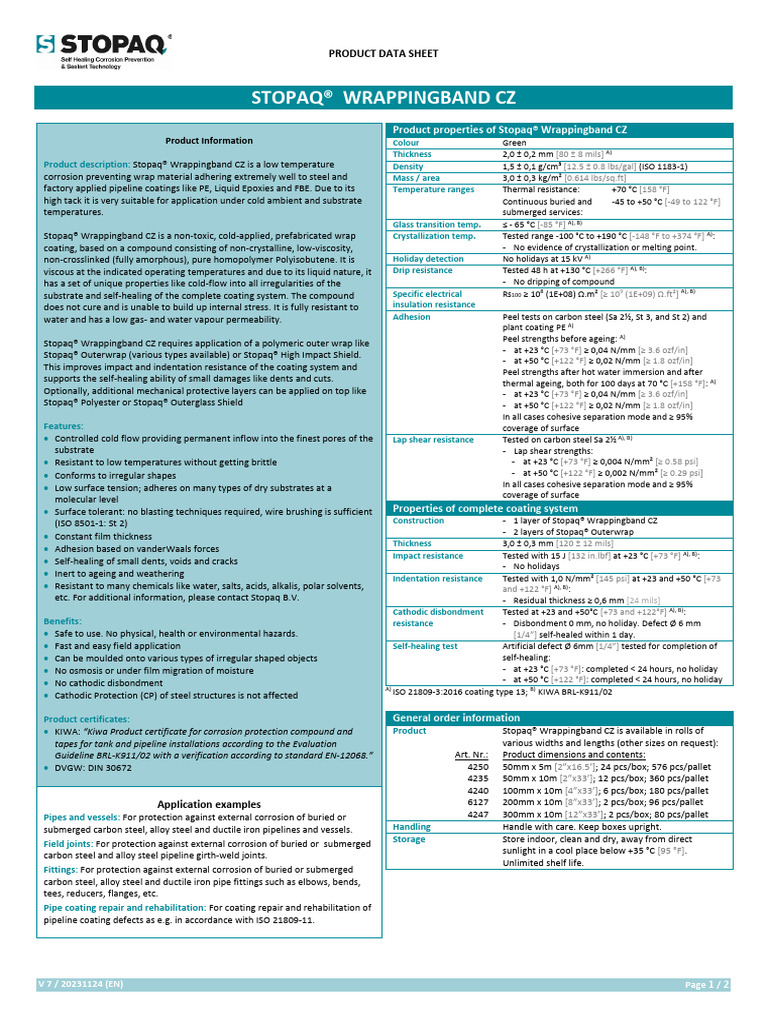 PDS Stopaq Wrappingband CZ V7 EN 2 | PDF | Coating | Glasses