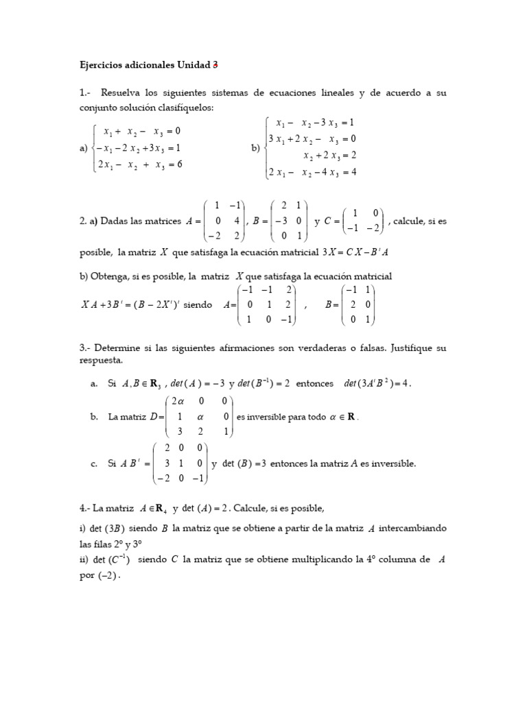 Ejercicios Adicionales - Unidad 4 | PDF