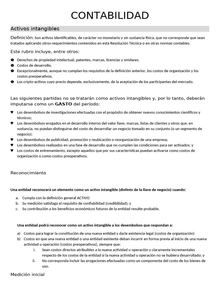 Resumen 3 contabilidad | PDF | Activo intangible | Contabilidad