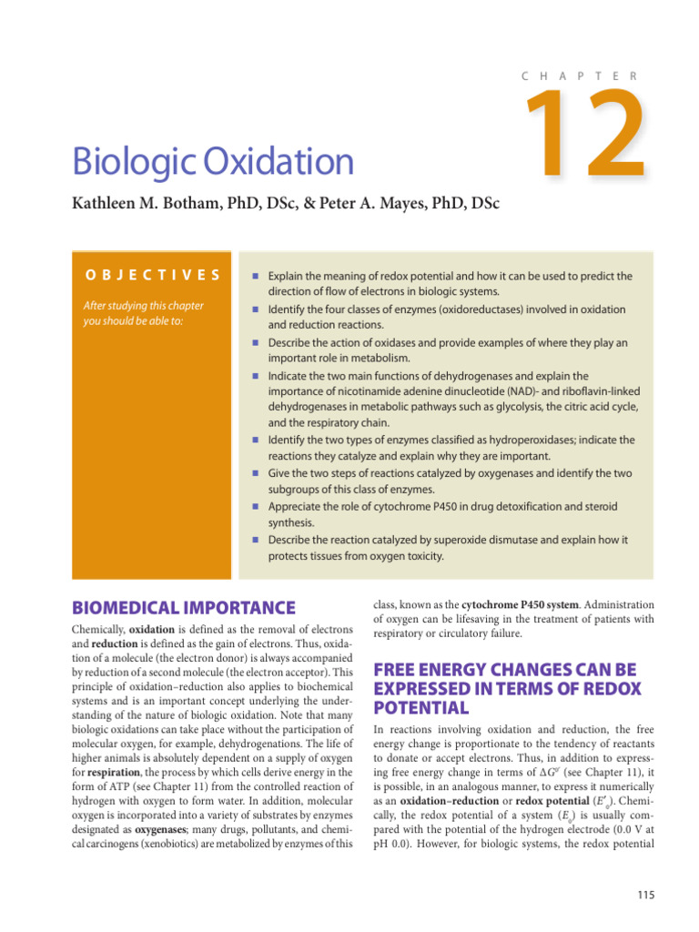 Biologic Oxidation and Redox Potential | PDF | Nicotinamide Adenine ...
