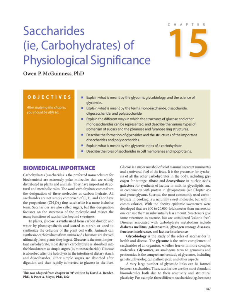 Chapter 15-Saccharides of Physiological Significance | PDF ...