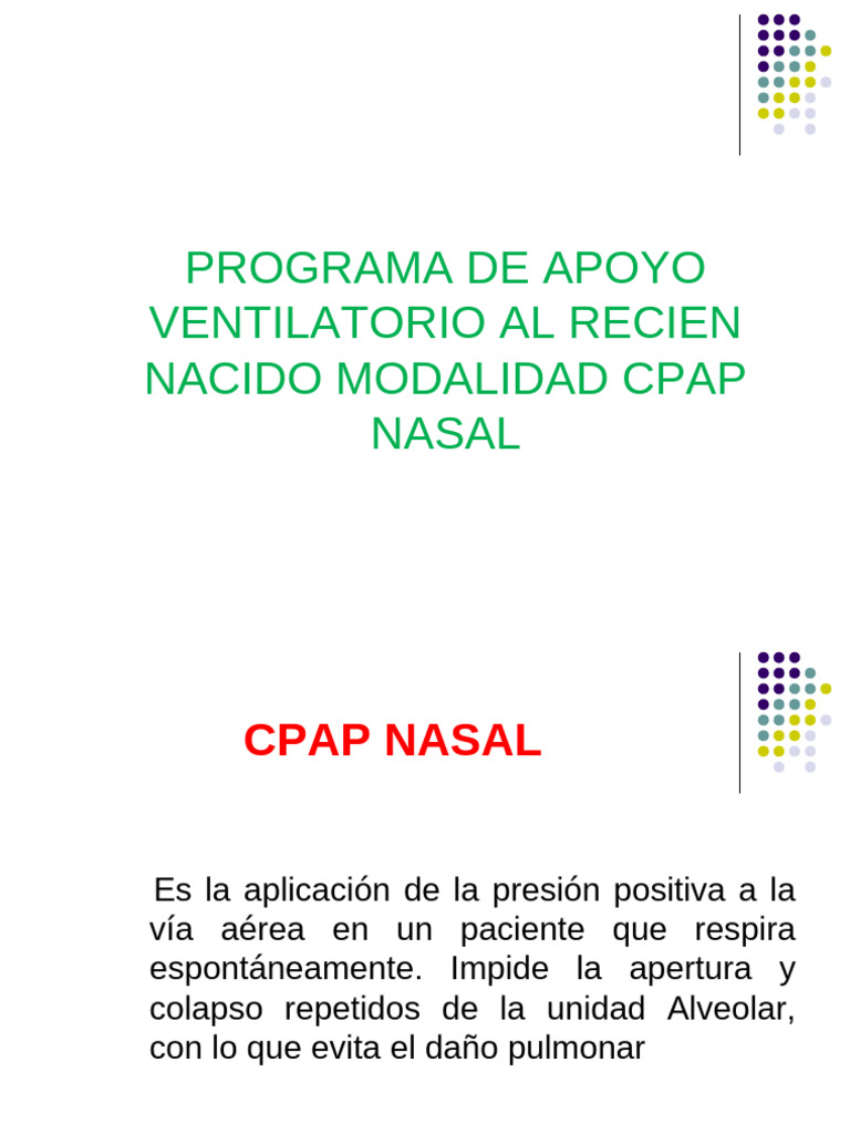 CPAP Nasal: Soporte Ventilatorio Neonatal | PDF | Medicina CLINICA ...