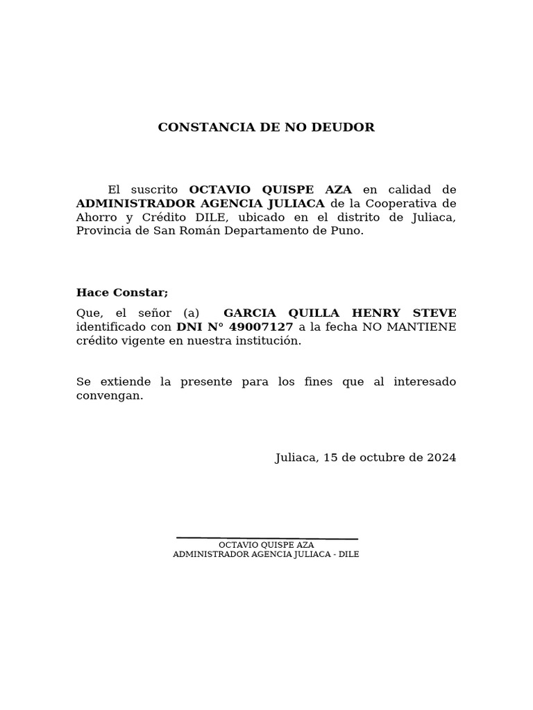 Constancia de No Adeudo | PDF | Derecho