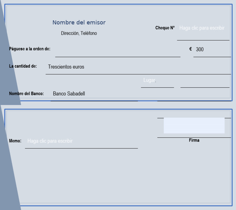 Formato de Cheque para Llenar en Word | PDF