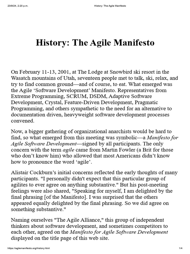 History - The Agile Manifesto | PDF | Agile Software Development ...