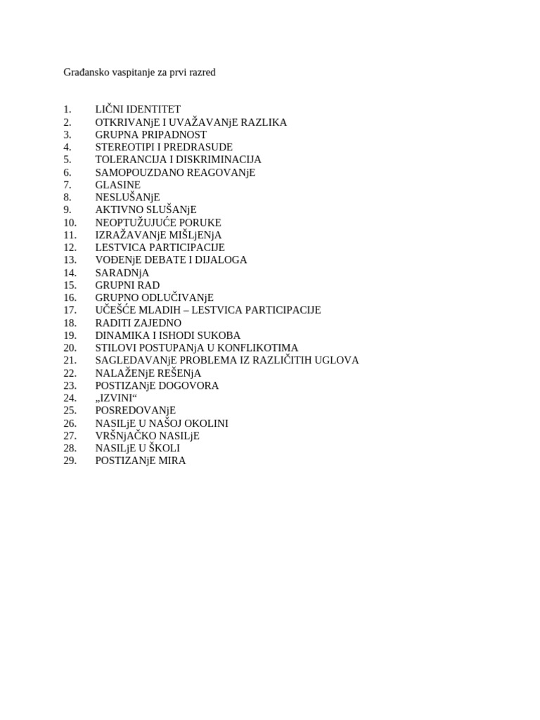 Gradjansko Vaspitanje | PDF