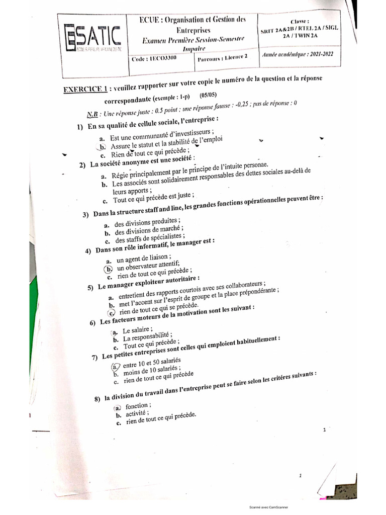 Examen Et Devoir Oge | PDF