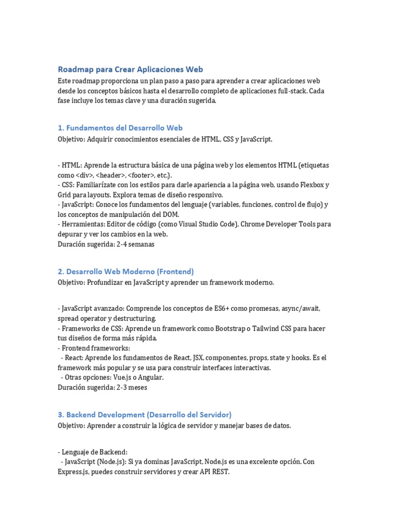 Roadmap Desarrollo Aplicaciones Web | PDF | Script Java | Bootstrap (marco frontal)