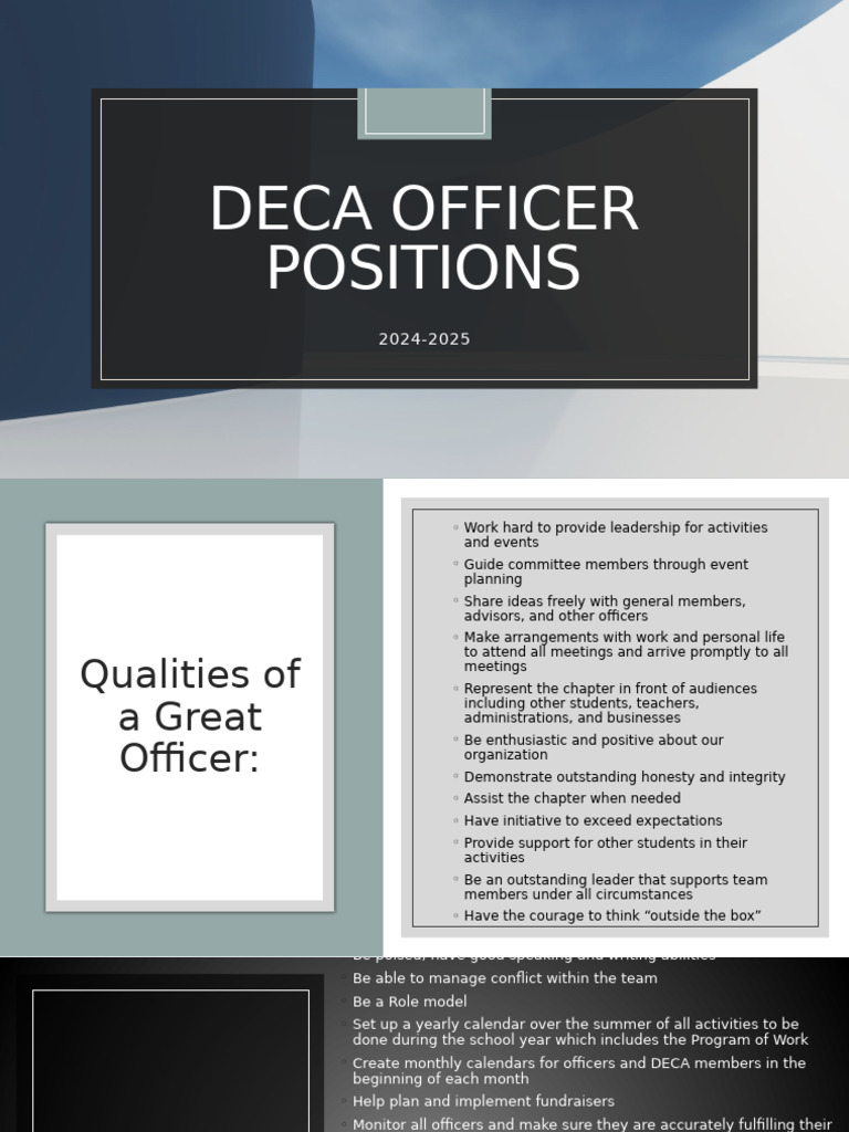 Deca Officer Positions Available 24-25 | PDF | Career & Growth