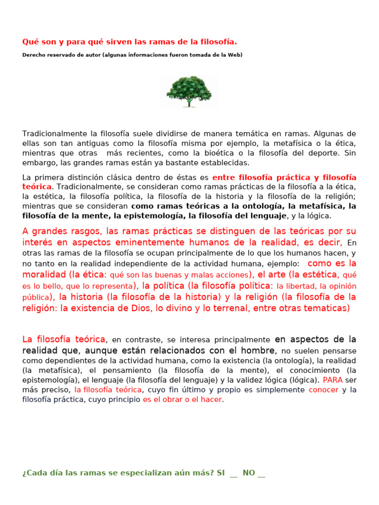 Conclusión Ramas de La Filosofía Alejo | PDF | Idealismo | Conocimiento