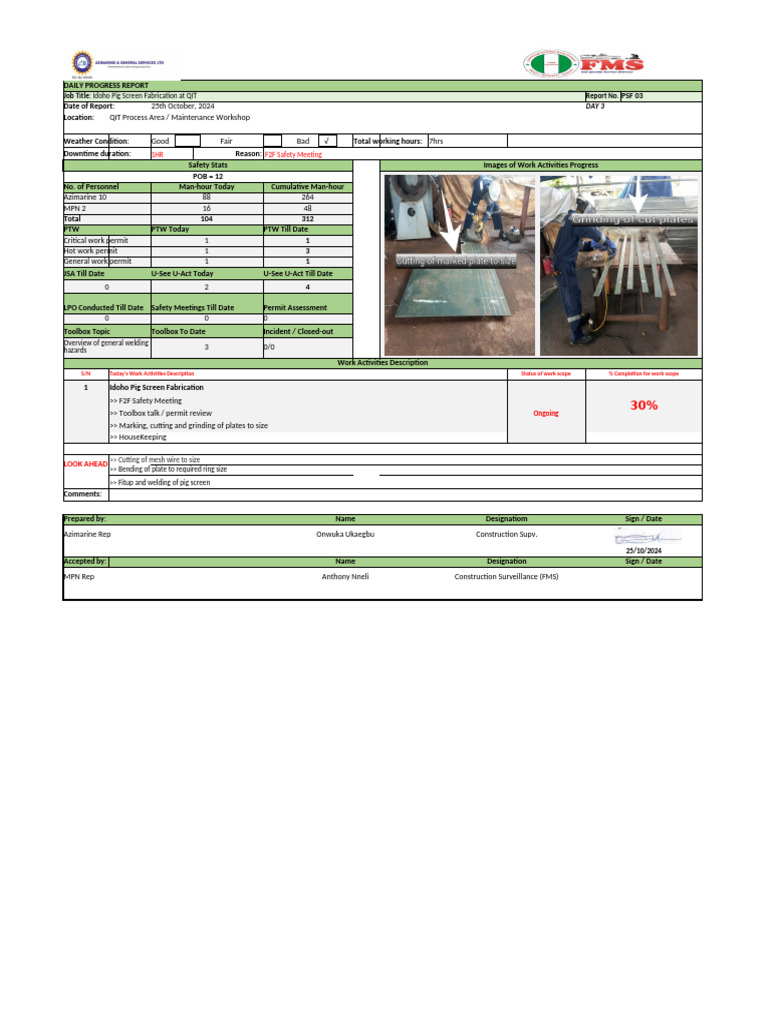 DPR Idoho Pig Screen Fabrication 25.10.24 | PDF | Occupational Safety ...
