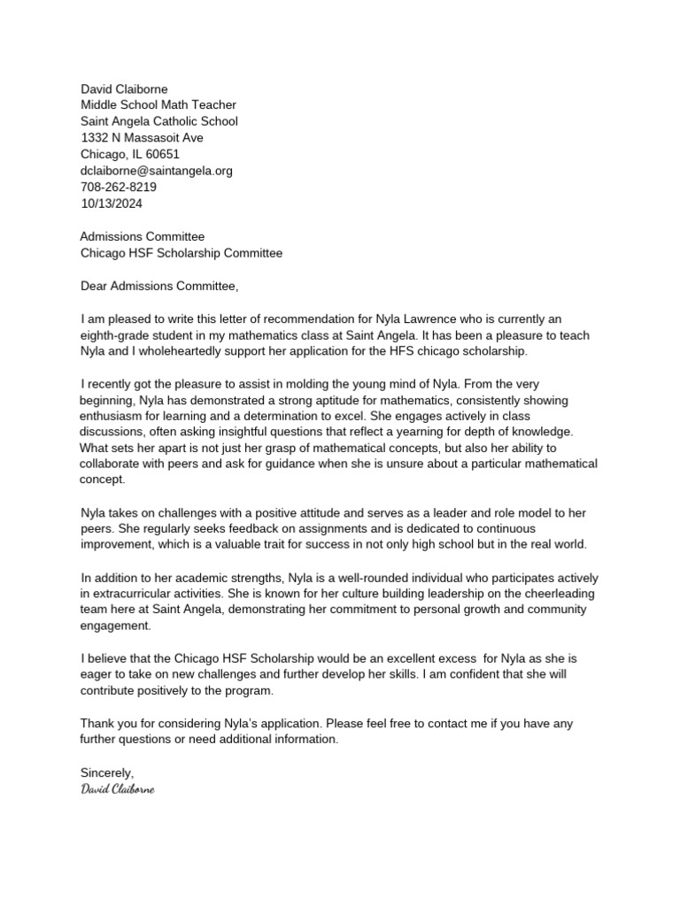 Recommendation for Nyla Lawrence | PDF