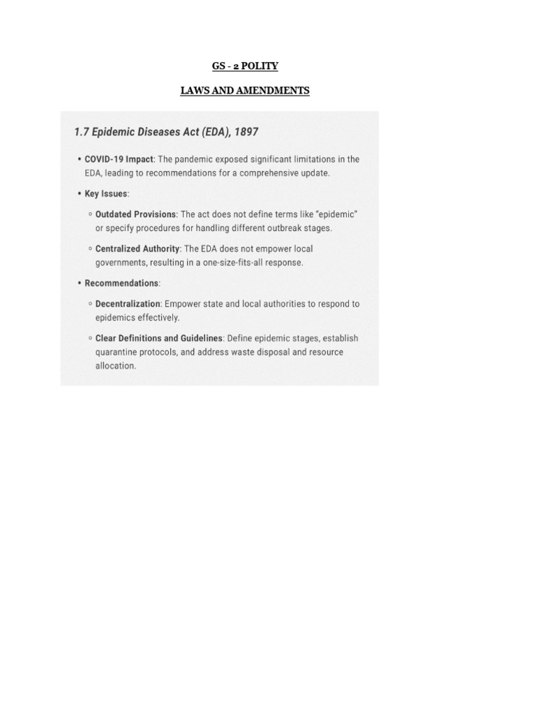 GS - 2 Polity - Laws and Amendments | PDF