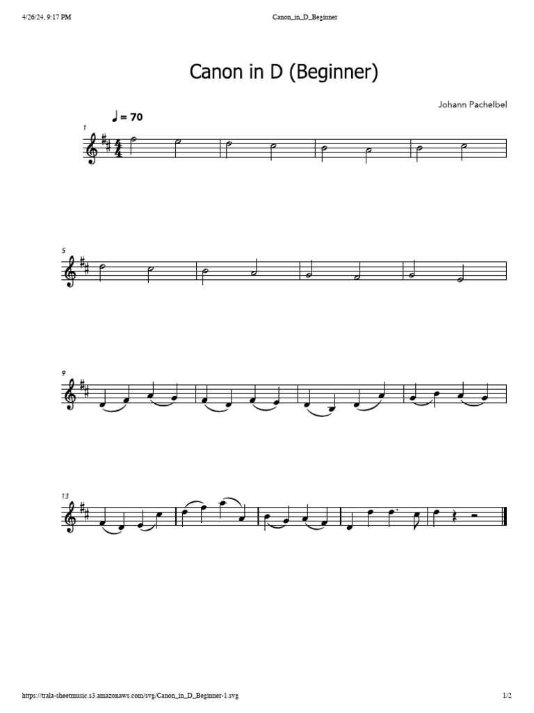 Canon in D Beginner-1 | PDF