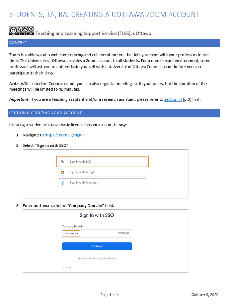 Zoom - Creating A Uottawa Zoom Account (Students) | PDF | Computing | World Wide Web