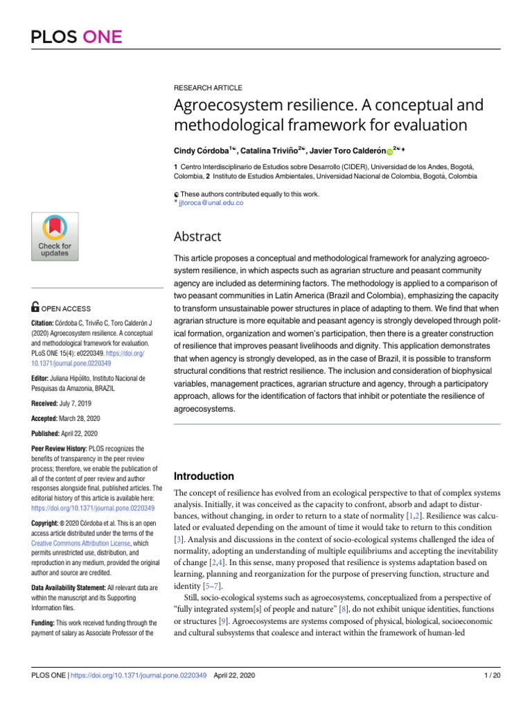 Fileagroecosystem Resilience A Conceptual and Methodological Framework ...