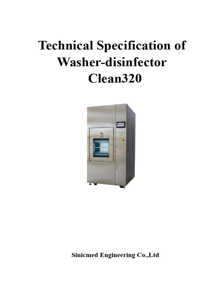Technical Specification of Washer-Disinfector | PDF | Water | Disinfectant