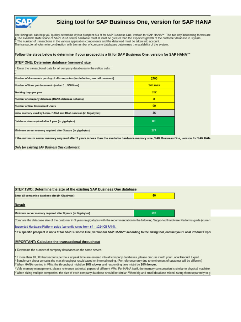 MAKITA - Sizing Tool For SAP Business One, Version For SAP HANA - 2024 | PDF | Databases ...
