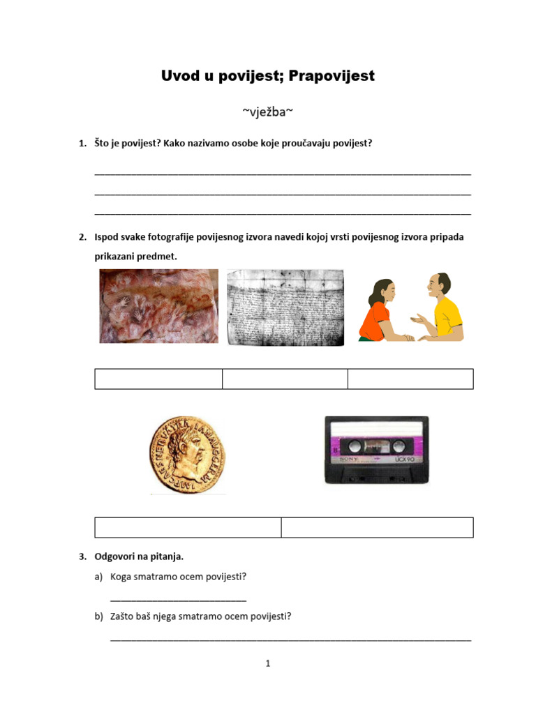 Uvod U Povijest I Prapovijest - Priprema Za Provjeru Znanja | PDF